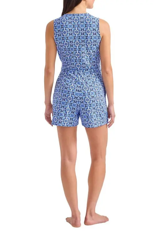 Tommy Bahama Terrazzo Tile Wrap Romper In Palace Blue - 65% Off